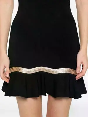 Sandro Mini Knit Dress With Metal Chain Trim And Ruffled Hem