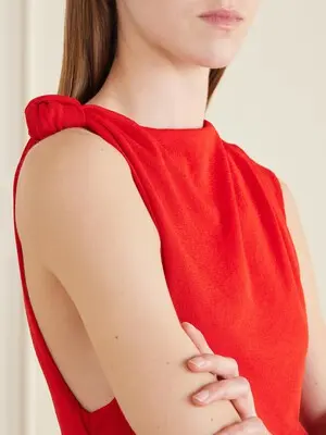 GANNI Marl Asymmetric Draped Gauze Midi Dress