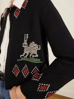 BODE Bunny Jacquard-knit Wool Cardigan