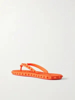 CHRISTIAN LOUBOUTIN Super Loubi Studded Rubber Flip Flops - Orange