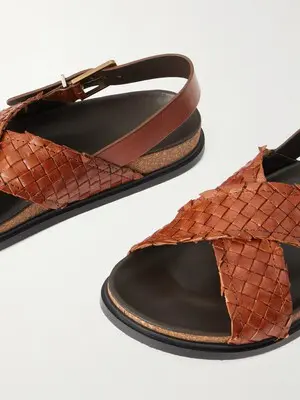 THE ROW Buckled Crossover Leather Sandals