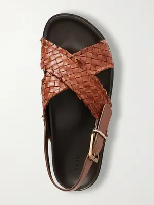 THE ROW Buckled Crossover Leather Sandals