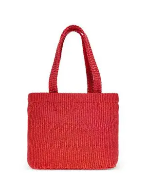JIMMY CHOO Embroidered Woven Tote Bag - Red
