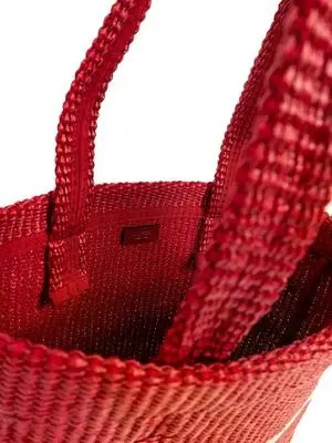 JIMMY CHOO Embroidered Woven Tote Bag - Red