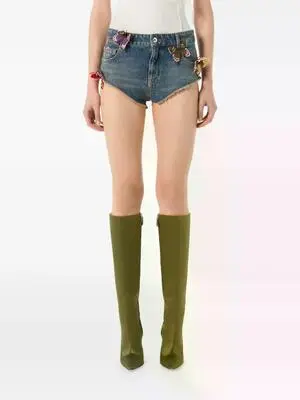 Blumarine Embellished Butterfly Denim Shorts