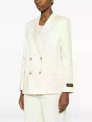 ERMANNO FIRENZE Double-breasted Embroidered Blazer - Neutrals