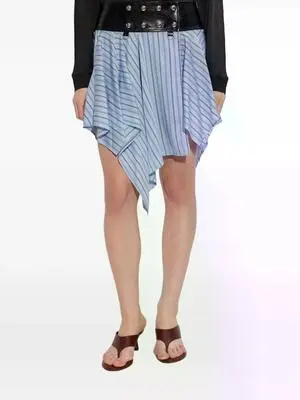 IRO PARIS Asymmetric Hem Striped Skirt With D-ring Detail - Blue