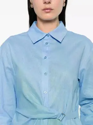 MANUEL RITZ Asymmetric Belted Midi Shirt Dress - Blue