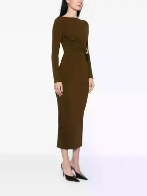 Roland Mouret Long Sleeve Midi Dress With Appliqué Detail - Brown