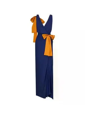 Saint Laurent V-neck Maxi Dress With Knot Detail