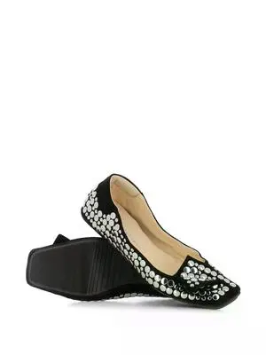 DOVE NUOTANO GLI SQUALI Studded Ballet Flats - Black