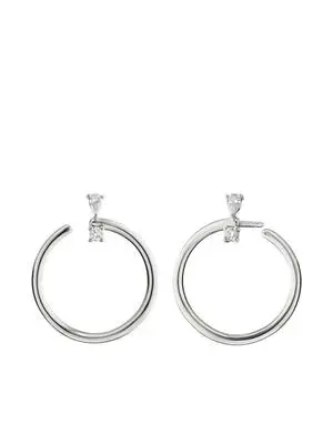 Monica Rich Kosann Tone Crystal Embellished Hoop Earrings - Silver