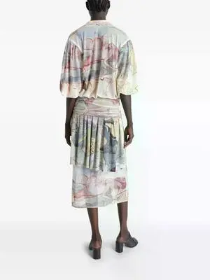 LEMAIRE Lemiare Draped Floral Print Midi Dress