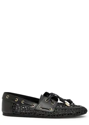 ANCIENT GREEK SANDALS Pliaria Raffia Loafers - Black