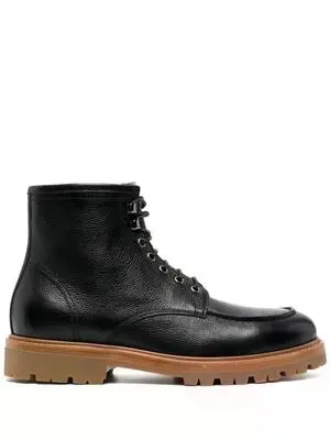 Brunello Cucinelli Lace-up Leather Ankle Boots - Black