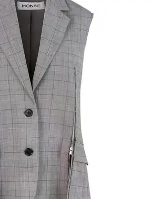 Monse Checked Zipper Tailored Vest
