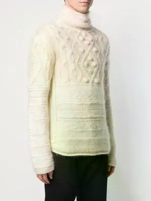 JEAN PAUL GAULTIER Cream Wool Chunky Knit Turtleneck Jumper