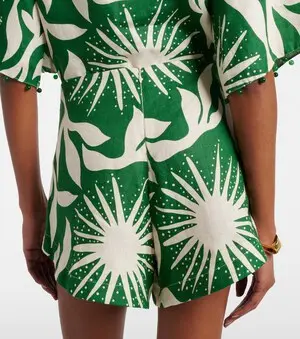 CALA DE LA CRUZ Bahamas Printed Linen Shorts