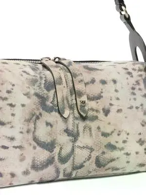 Pinko Suede Animal-print Shoulder Bag - Neutrals