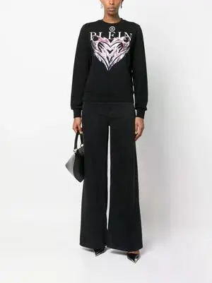 Philipp Plein Crystal Embellished Heart Logo Sweatshirt