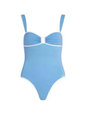 Karl Lagerfeld Signature Cheeky Swimsuit - Blue