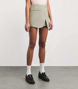 Maje Linen-cotton Blend Stripe Skort - Brown