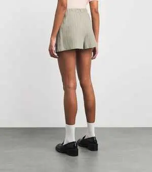 Maje Linen-cotton Blend Stripe Skort - Brown