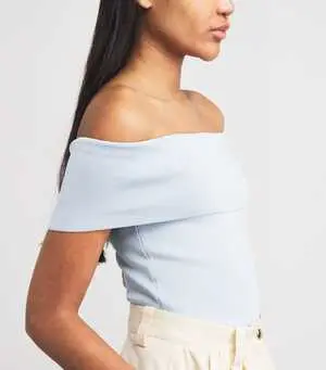 Maje Off-the-shoulder Knit Top - Blue