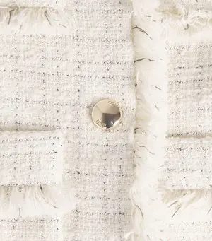 Maje Textured Cropped Jacket With Frayed Edges