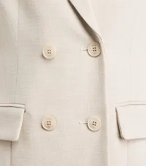 Maje Double-breasted Blazer With Embellished Brooch