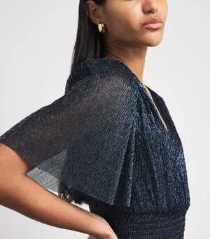 Maje Metallic Pleated Midi Dress