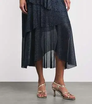Maje Metallic Pleated Midi Dress