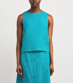 ERES Linen Sleeveless Blouse - Blue