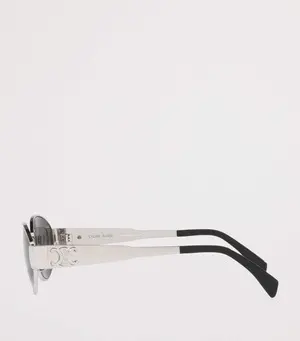 Celine Metal Triomphe Oval Sunglasses - Grey