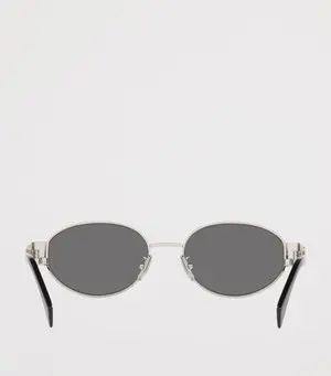 Celine Metal Triomphe Oval Sunglasses - Grey