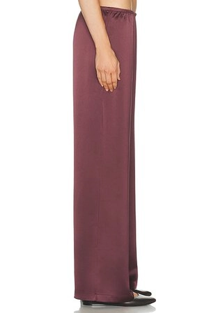 LESET Wide Leg Satin Pants - Malbec