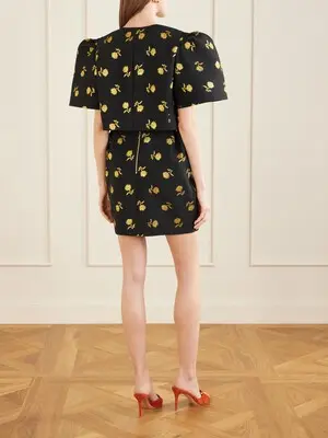 Carolina Herrera Cropped Embroidered Jacquard Evening Jacket