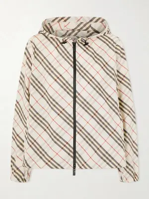 Burberry Checked Hooded Shell Jacket - Neutrals