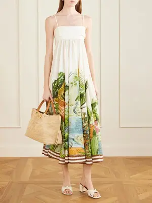 ALEMAIS Printed Organic Cotton Midi Dress