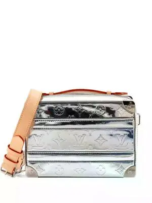 LOUIS VUITTON Monogram Mirror Coated Canvas Handle Soft Trunk Satchel - Silver