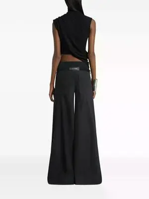 COURREGES Ribbed High Neck Draped Panel Top