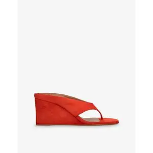Alaïa Suede Wedge Sandals - Orange