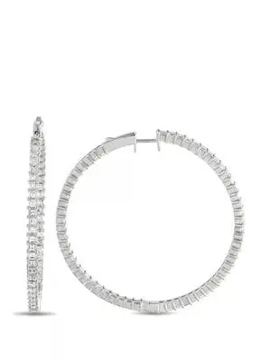 LB EXCLUSIVE 18k White Gold Diamond Hoop Earrings