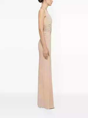 NISSA Maxi Dress With Glitter Detail And Plunge Neckline - Neutrals