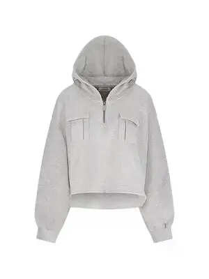 Off-White Cropped Graphic Print Hoodie