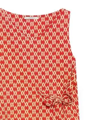 Malìparmi Sleeveless Geometric Print V-neck Top - Red