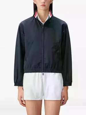 Thom Browne Hooded Zip Jacket With Rwb Stripes
