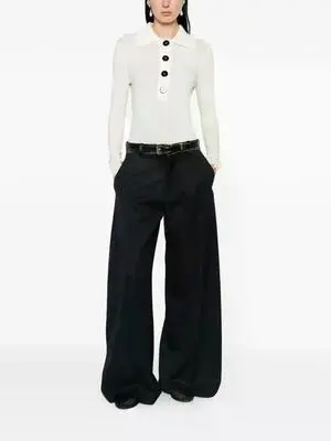 NACKIYE Ribbed Knit Button-up Top