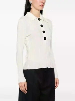 NACKIYE Ribbed Knit Button-up Top