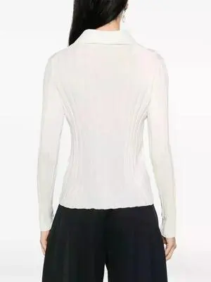 NACKIYE Ribbed Knit Button-up Top